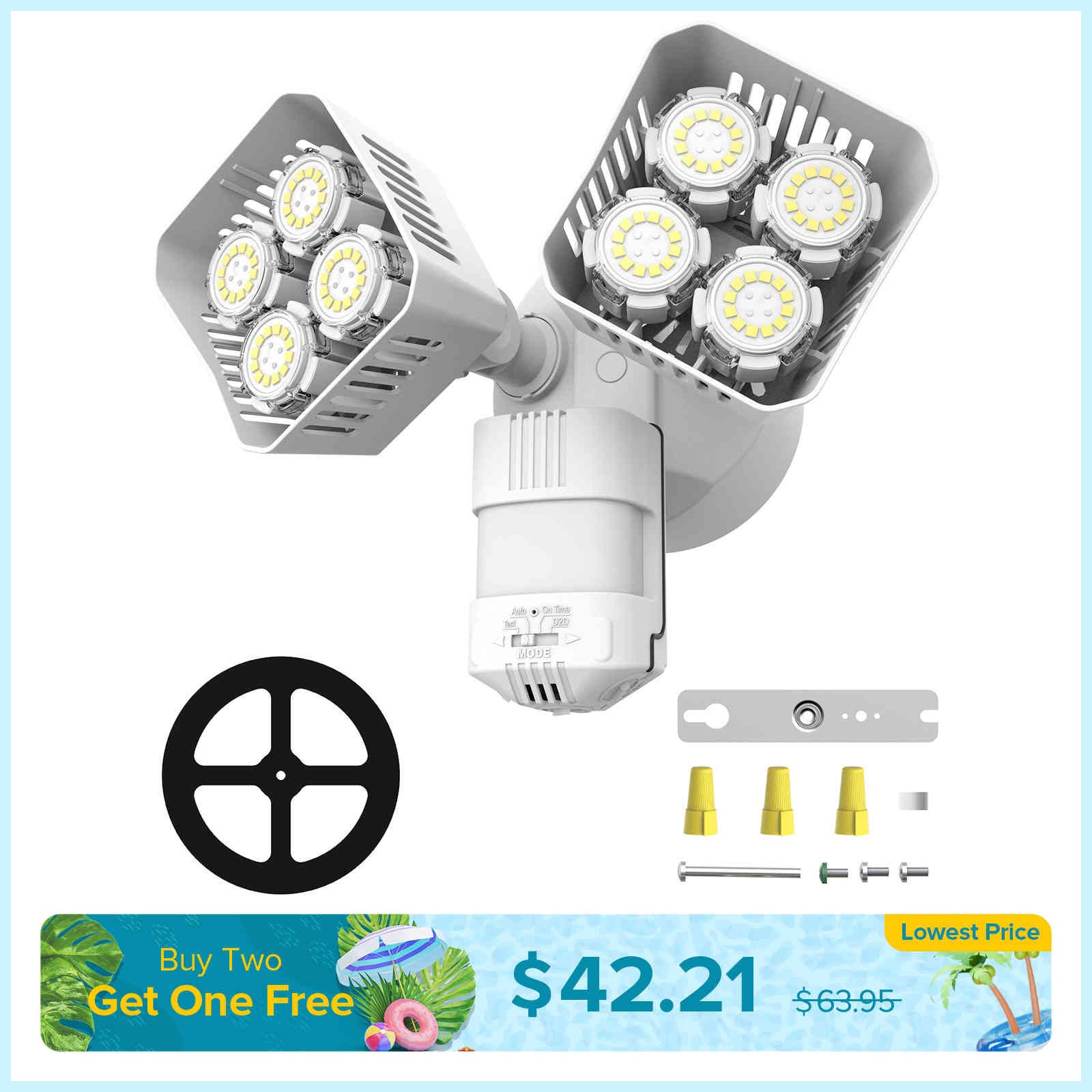 Square Upgraded 54W Led Security Light (Dusk to Dawn & Motion Sensor)(