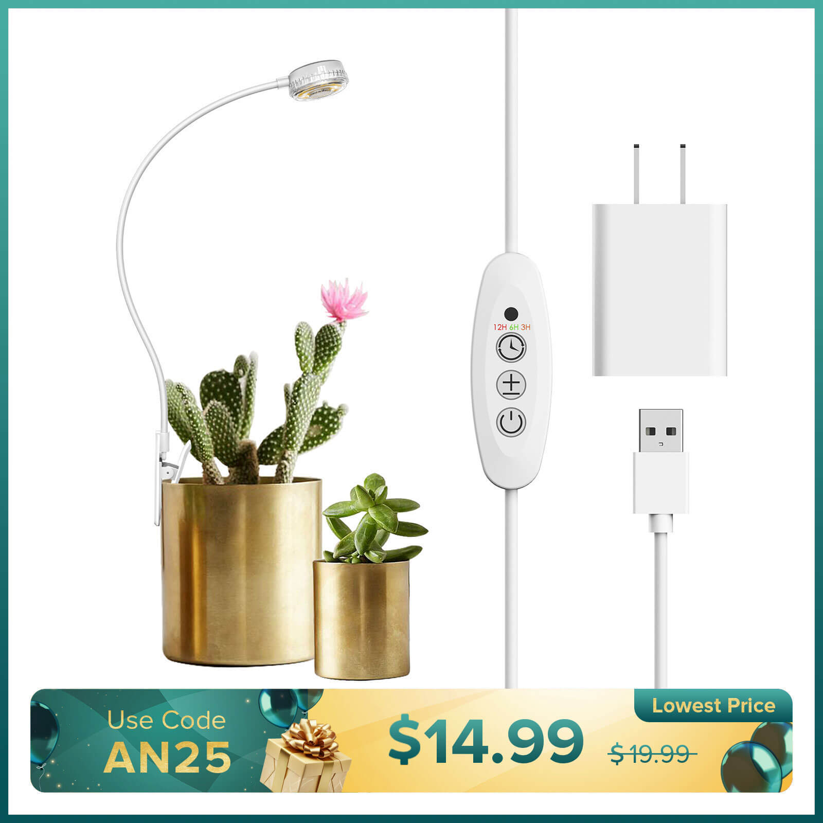 Sansi Pot Clip LED Grow Light for Indoor Growing, Home Growing