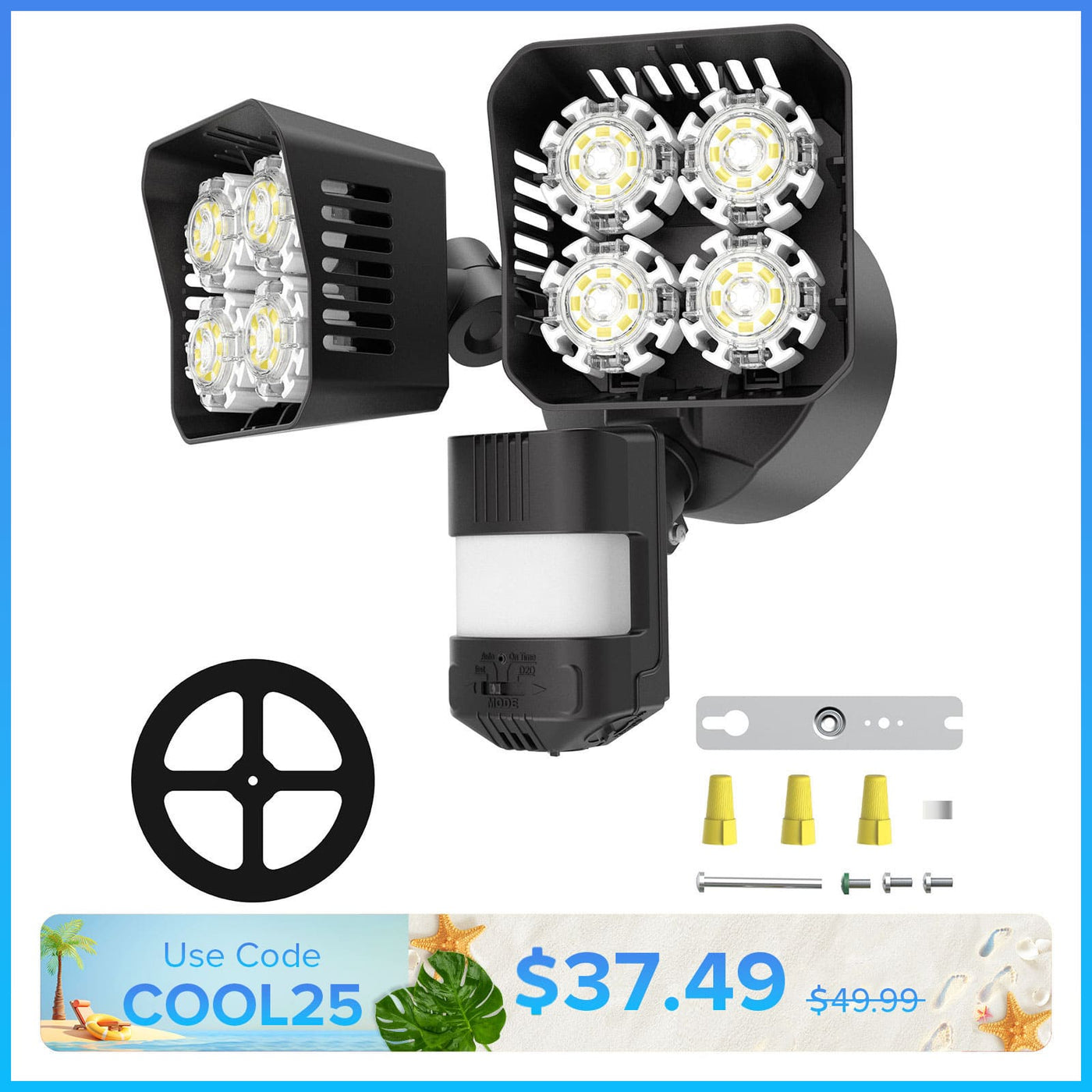 Square 36W LED Security Light (Dusk to Dawn & Motion Sensor)