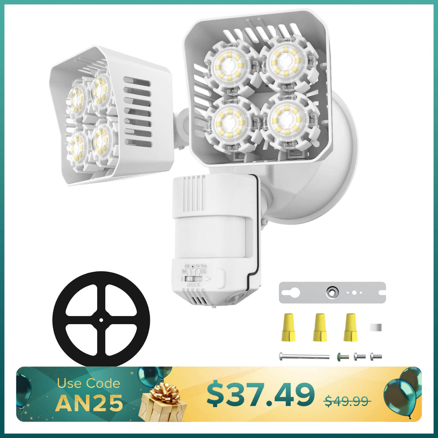 Square 36W LED Security Light (Dusk to Dawn & Motion Sensor)